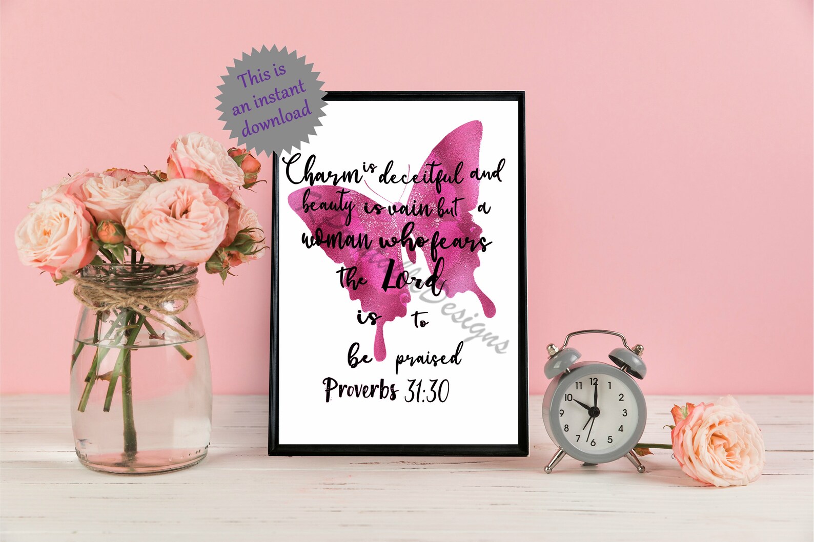Proverbs 31:30 Printable Design Art JPG File PNG Filebible - Etsy