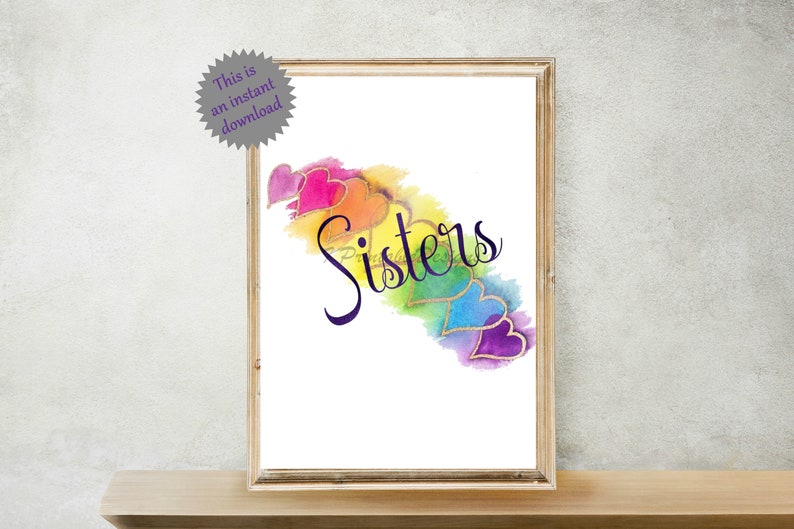 Sisters Printable Design Art JPG Files PNG File,wall Art Decor, Sister ...