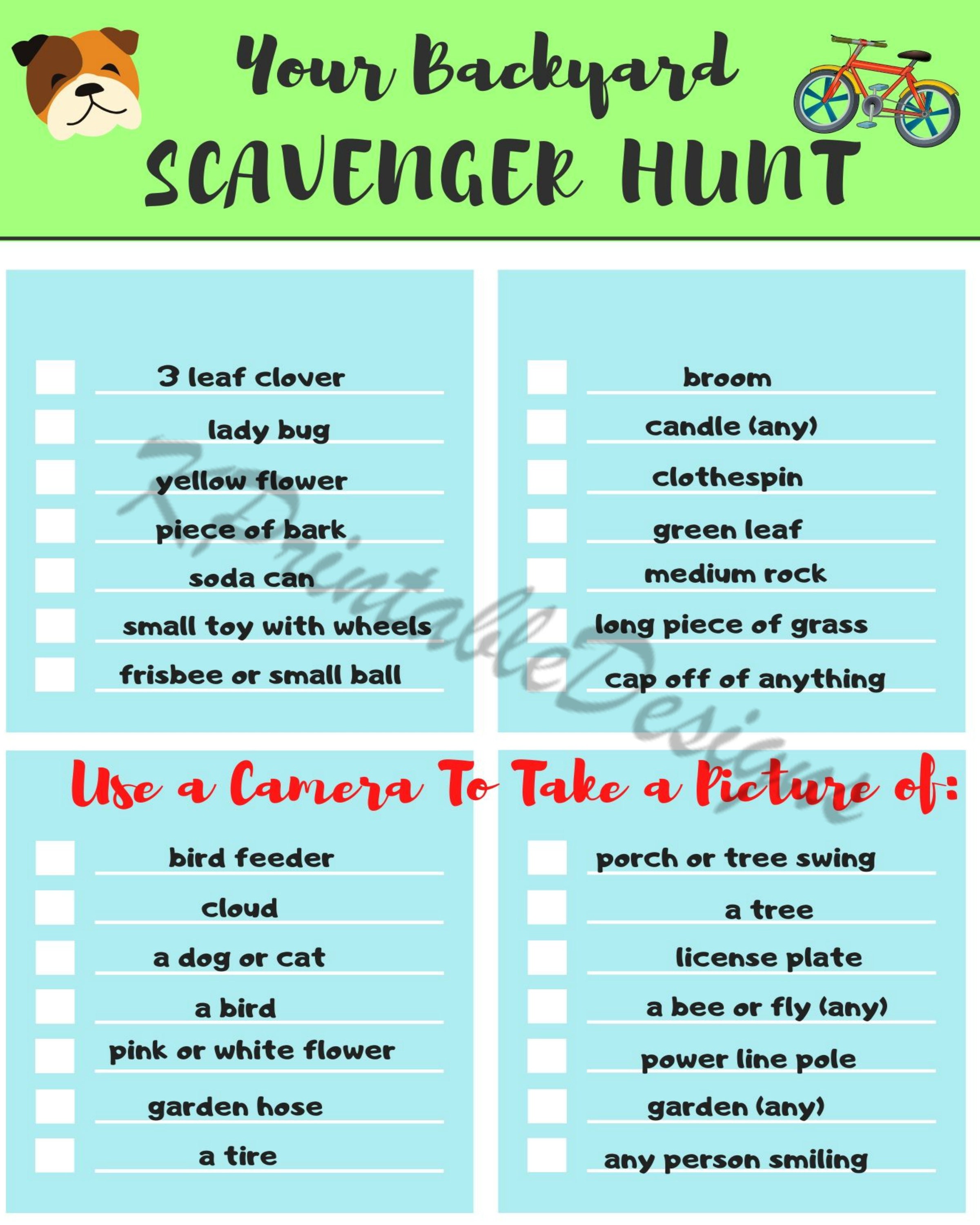 Your Backyard Scavenger Hunt Pdf Files Printable Scavenger Hunt ...