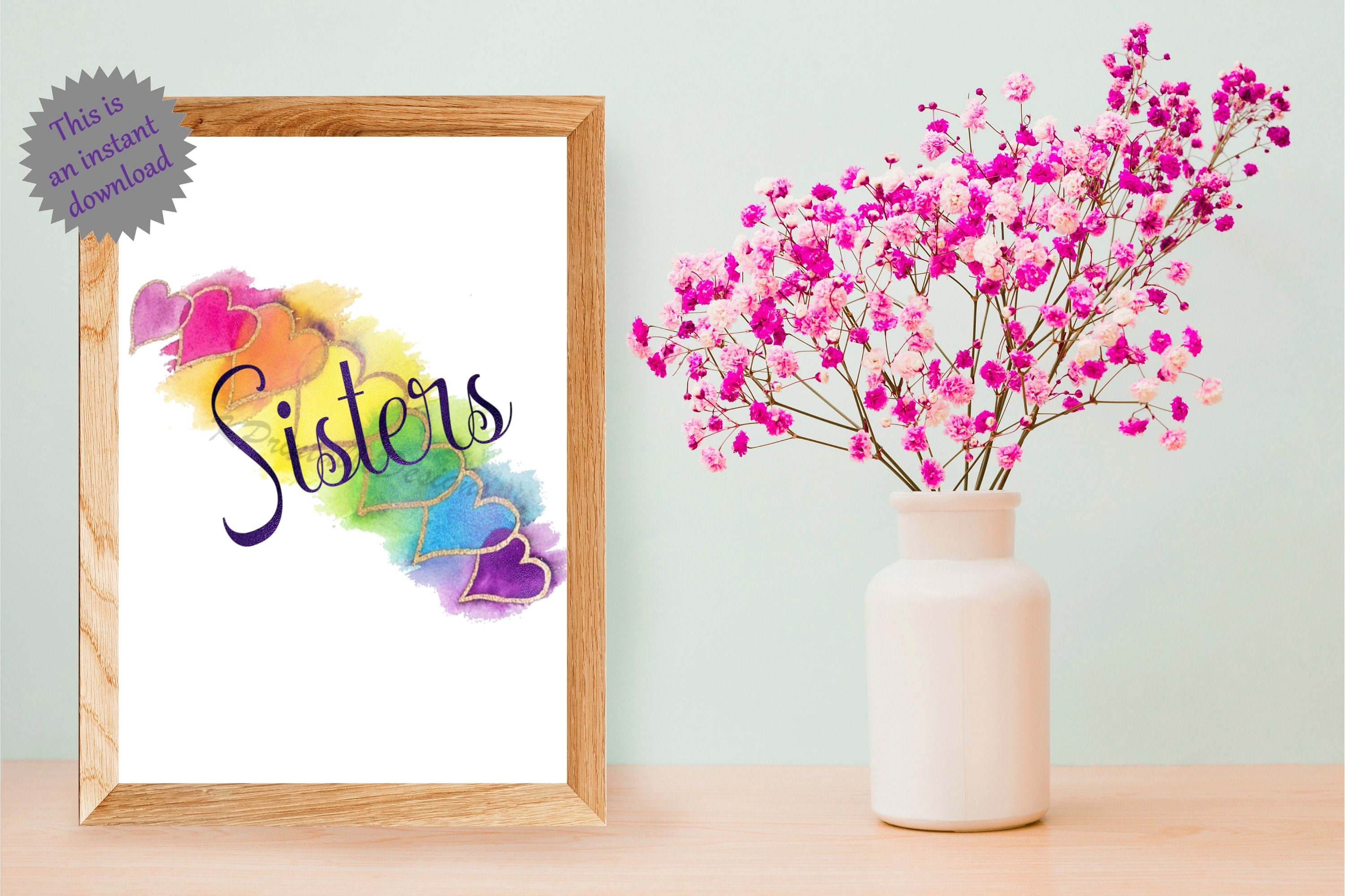 Sisters Printable Design Art JPG Files PNG File,wall Art Decor, Sister ...