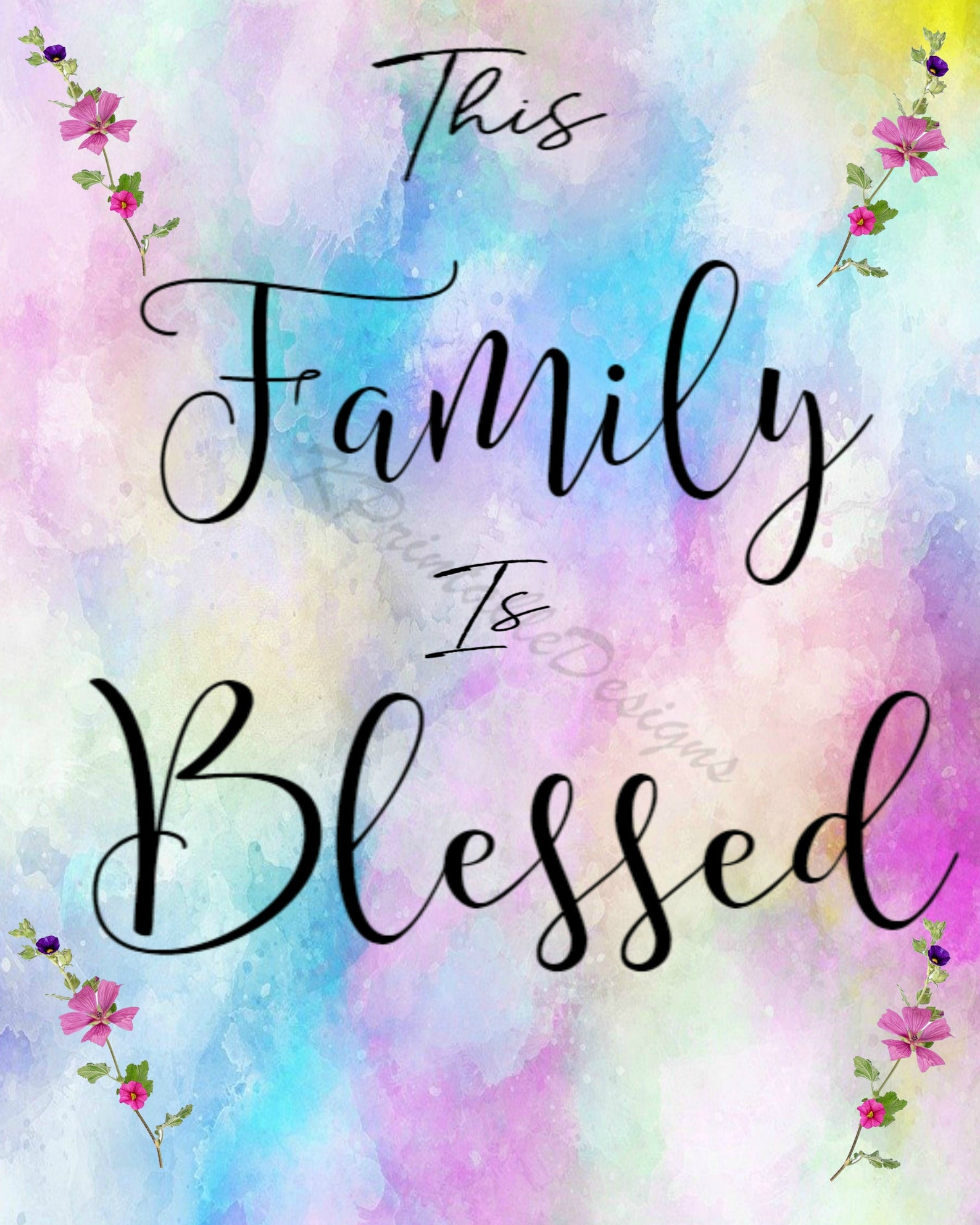 This Family is Blessed Digital Art JPG Files, Wall Art, Family Love ...