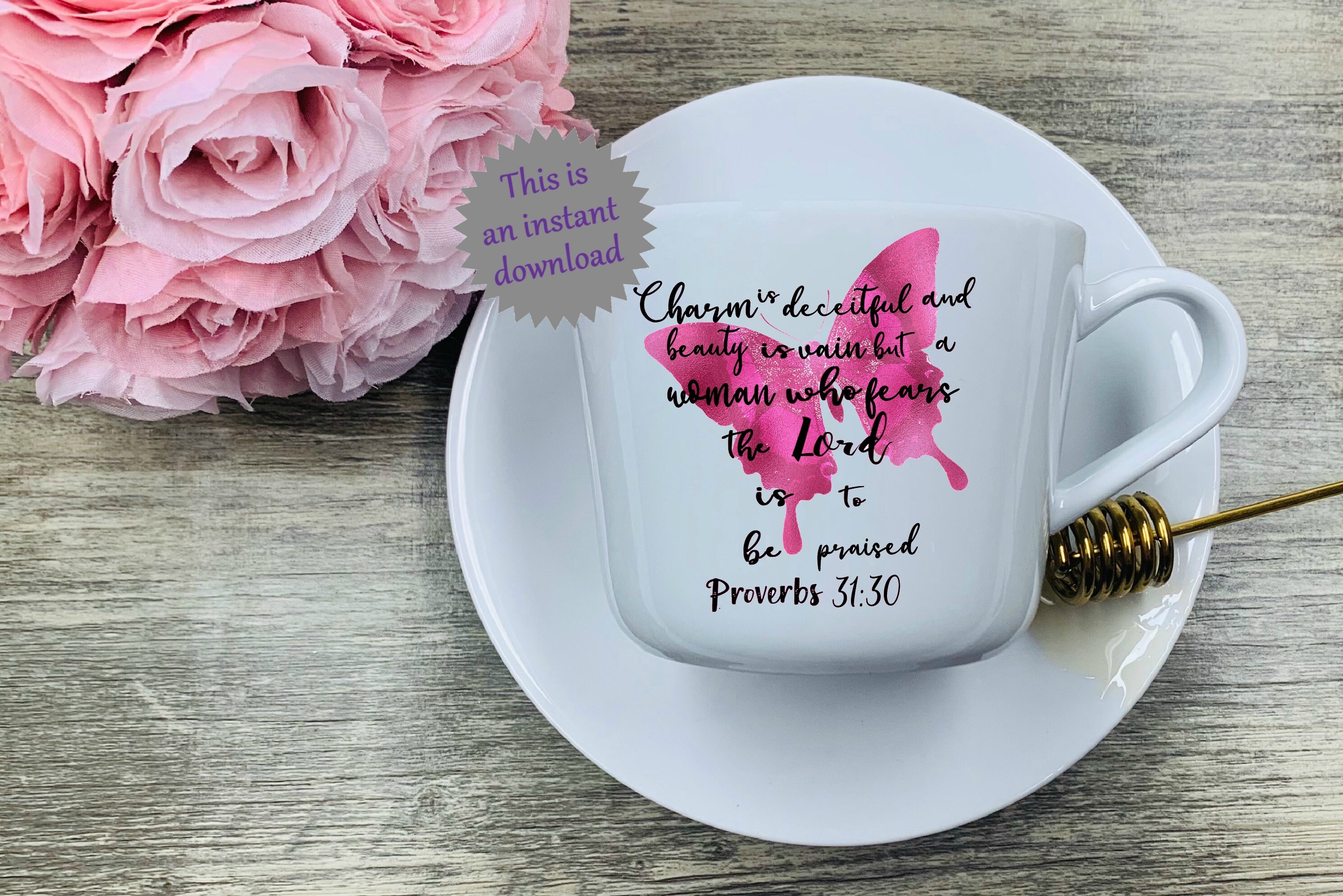 Proverbs 31:30 Printable Design Art JPG File PNG Filebible - Etsy