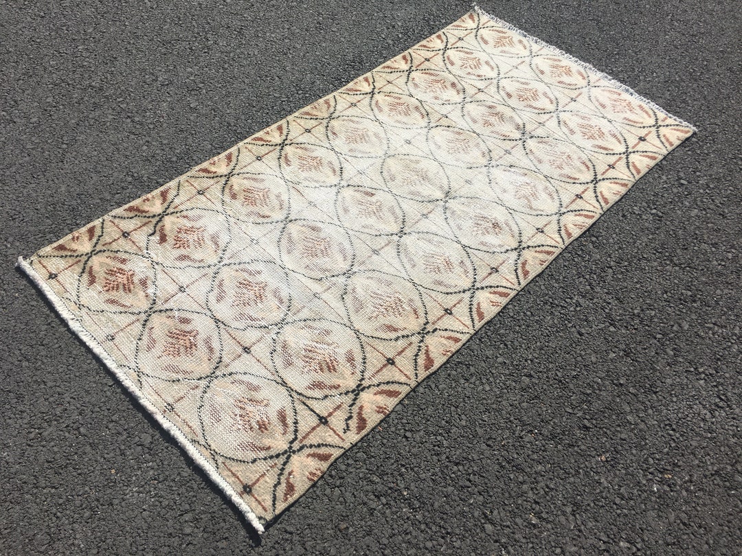 3x6 Area Rugs, Turkish Vintage Rug, Beige Pale Brown Cream Rug, Antique ...