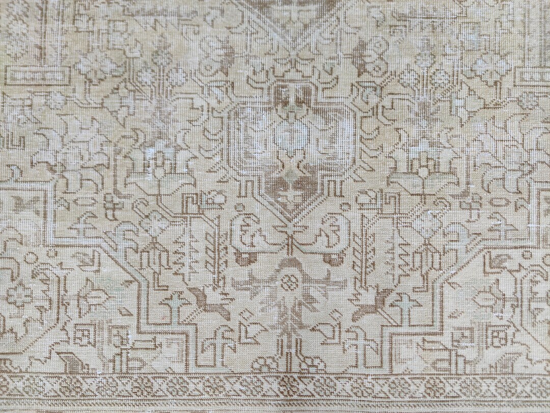 Heriz Rug 9x12, Vintage Neutral Rug, Oriental Antique Wool Rug, Living ...