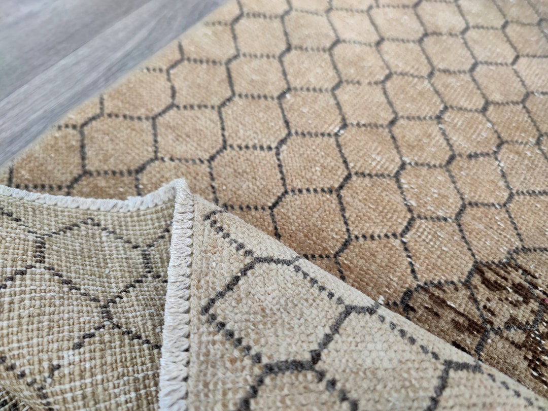 Honeycomb Patterned Runner 3x9, Turkish Vintage Soft Runner, Hallway ...