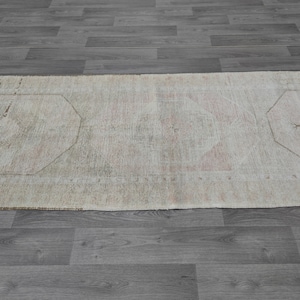 Runner 3x11 Feet Turkish Rug, Neutral Vintage Runner, Faded Runner ...