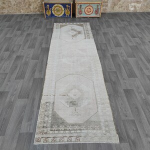 Runner 3x11 Feet Turkish Rug, Neutral Vintage Runner, Faded Runner ...