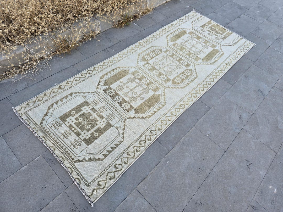 Distressed Runner 3x8 Foot, Neutral Vintage Runner, Hallway Entryway ...