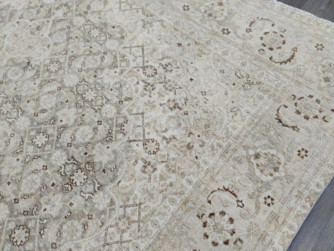 Heriz 10x12 Rug, Neutral Vintage Rug, Antique Oriental Wool Rug, Living ...