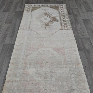 Runner 3x11 Feet Turkish Rug, Neutral Vintage Runner, Faded Runner ...