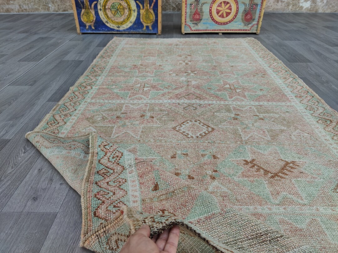 Hallway Runner, 5x9 Turkish Vintage Rug, 4x9 Kars Area Rug, Bedroom Rug ...