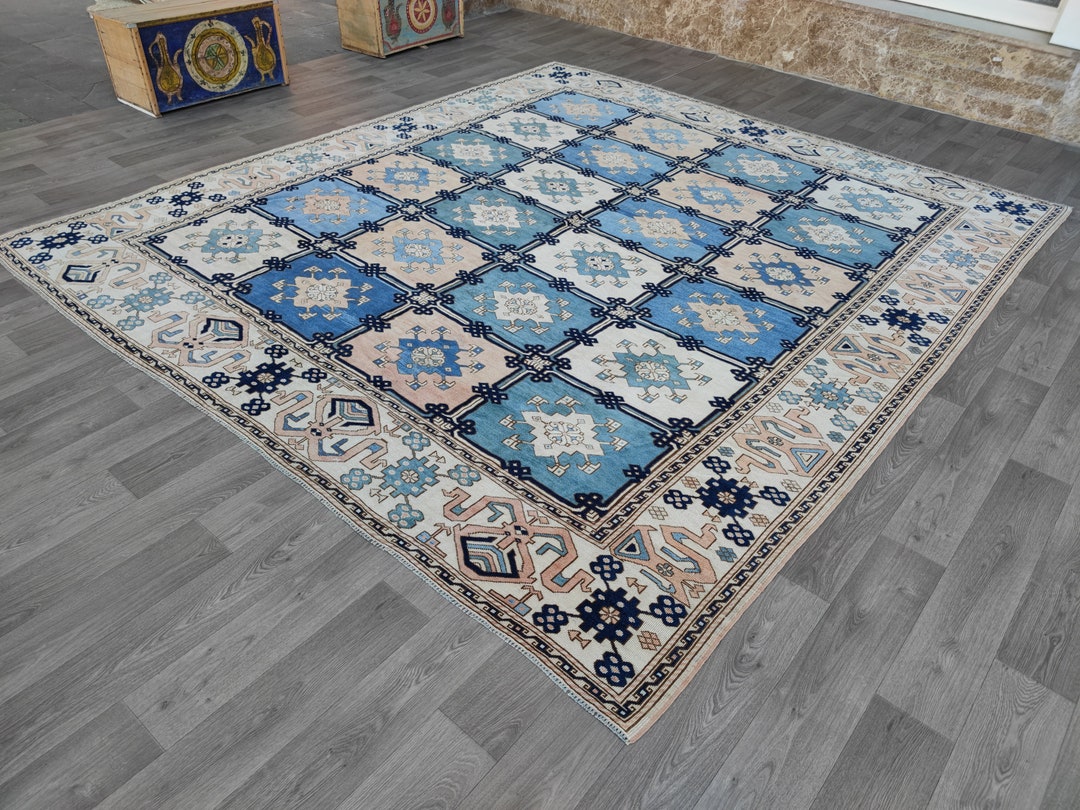 Square Rug 10x11 Original Antique Oushak Rug, Turkish Area Rug, Living ...