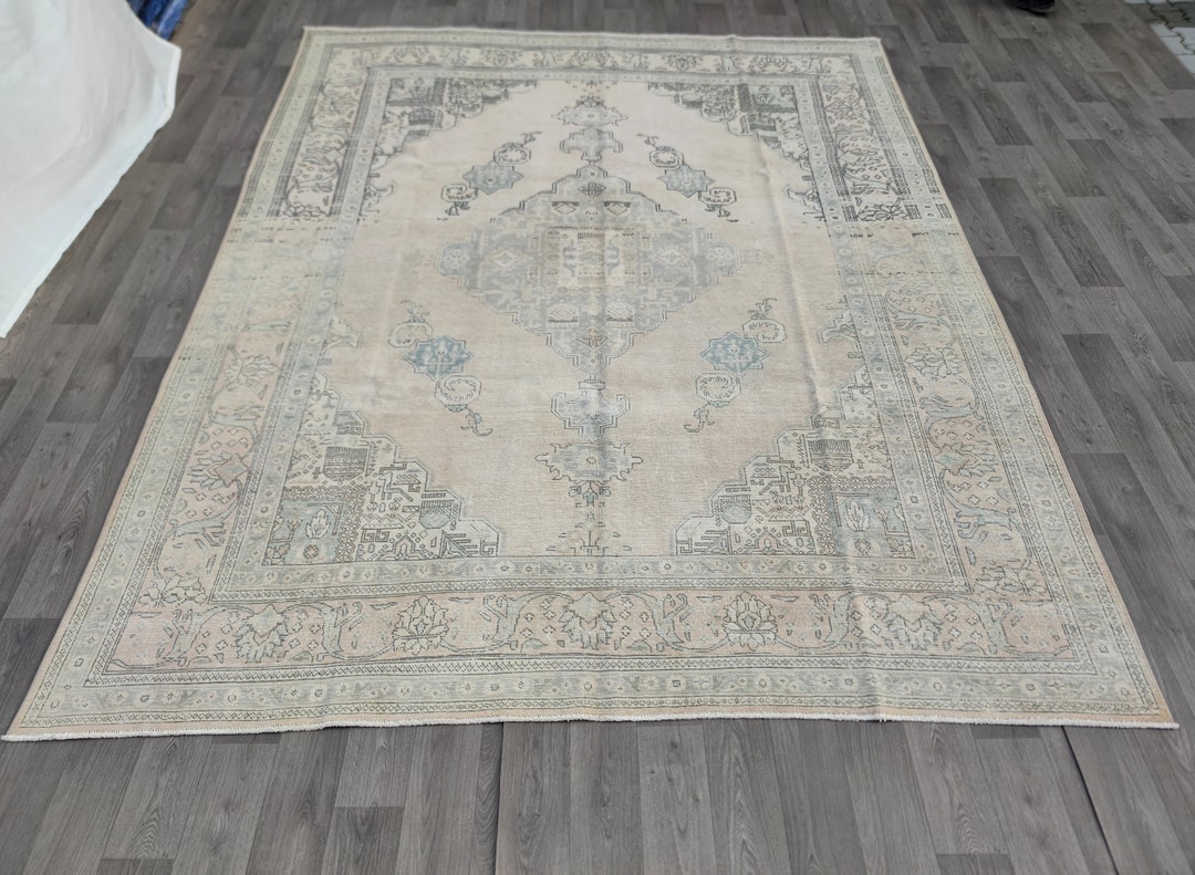 10x12 Tabriz Rug, Vintage Rug, Neutral Rug, Area Rug, Living Room Rug ...