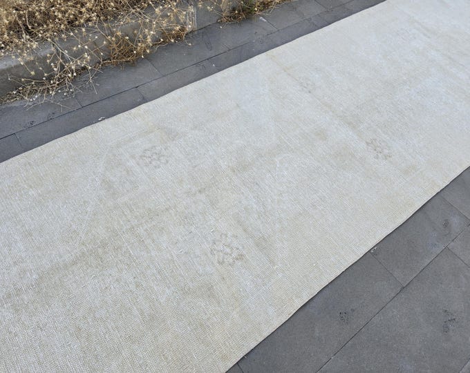 4X12 RUNNER VINTAGE, Neutral Runner, Beige White Brown Runner, Hallway ...