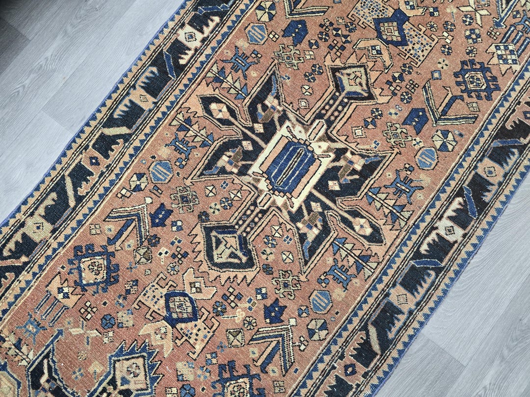 Wide Runner 4x11, Antique Heriz Model Wool Runner, Hallway Runner ...