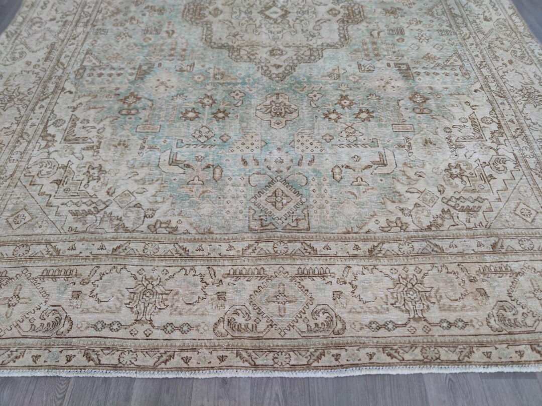 Heriz Rug 10x12, Vintage Neutral Rug, Oriental Antique Wool Rug, Living ...