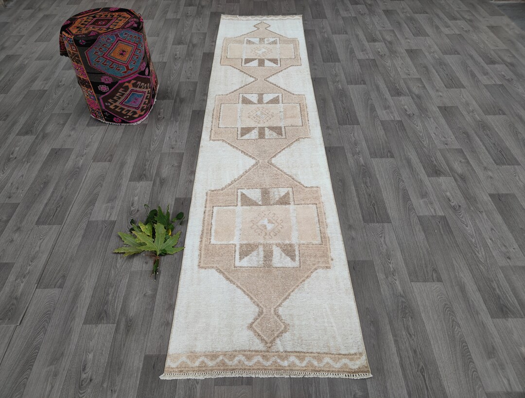 Turkish Neutral Runner, Hall Kitchen Runner, Muted Rug Runner, 3x13 ...