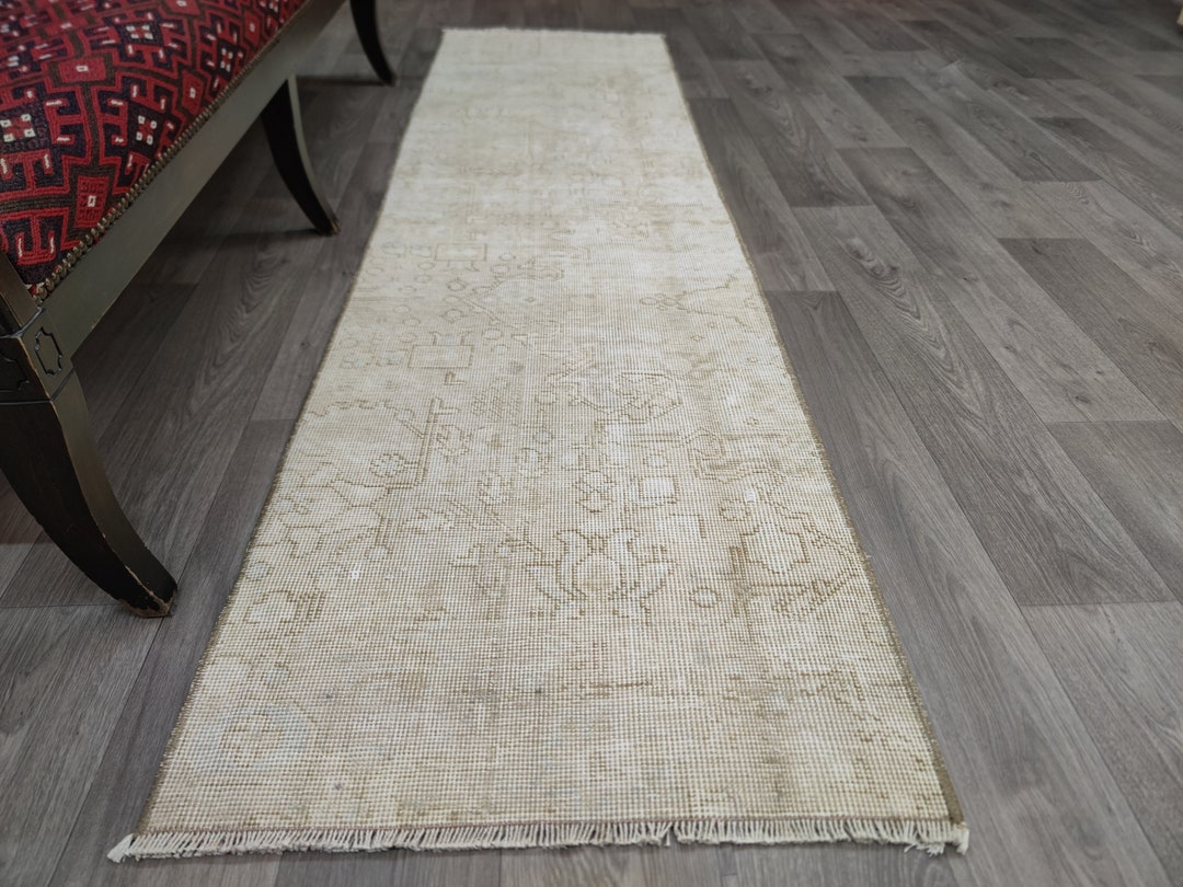 2x8 Turkish Neutral Runner, Vintage Runner, Muted Oushak Runner ...