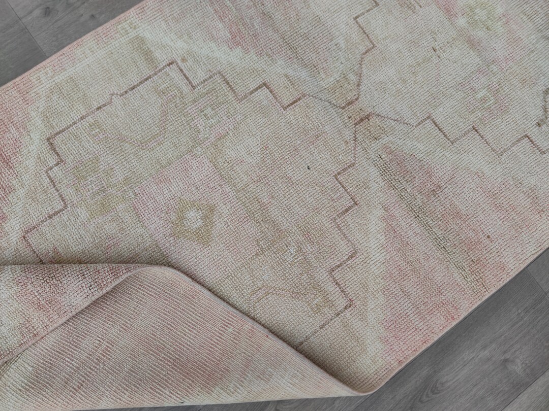 Vintage Soft Runner 3x10, Turkish Wool Runner, Beige Pale Pink Oriental ...