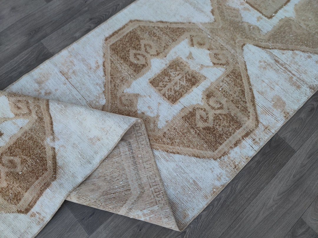 Turkish Neutral Runner, Vintage Runner 3x13, Beige Pale Runner ...