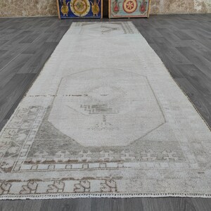 Runner 3x11 Feet Turkish Rug, Neutral Vintage Runner, Faded Runner ...