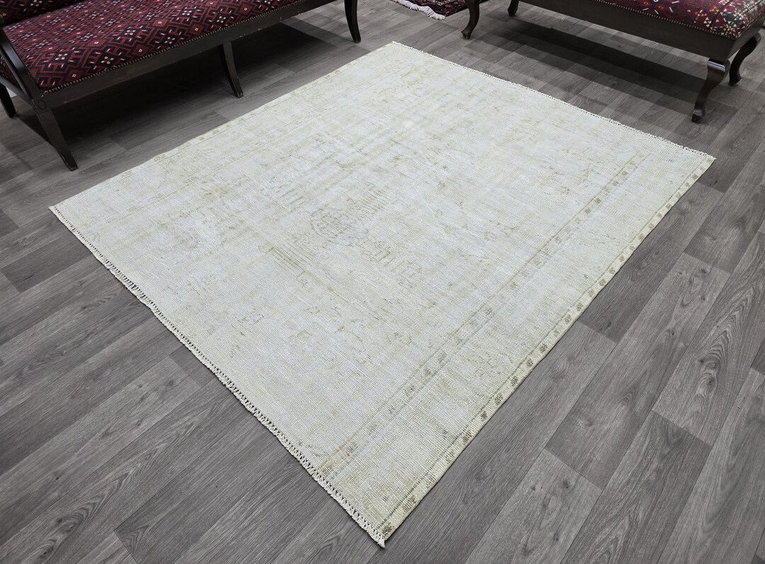 Square Rug, 6x7 Rug 6x6, Neutral Vintage Soft Area Rug, Turkish Rug ...