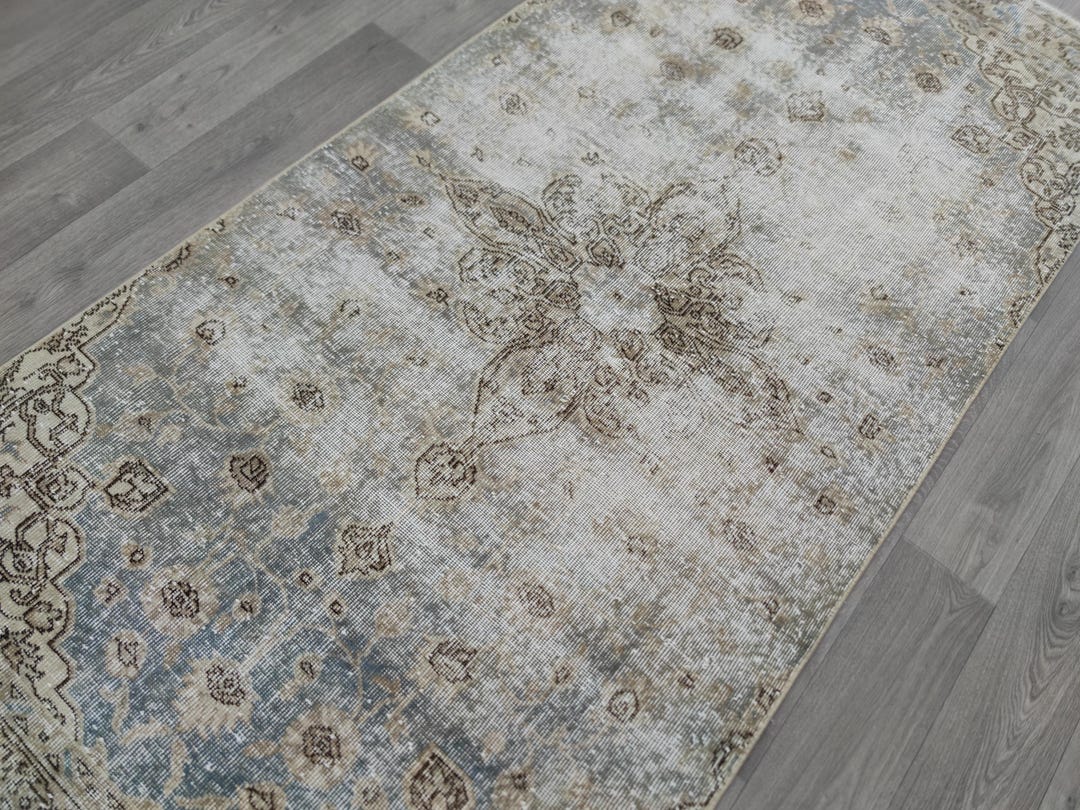 4X8 RUG, Distressed Turkish Rug 4x8 Runner, Powder Room Rug, Home Deocr ...