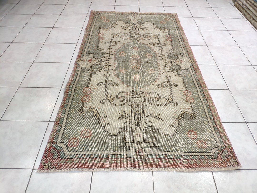 4x7 Area Rug, Neutral Vintage Rug, Turkish Oushak Vintage Carpet, 3 ...