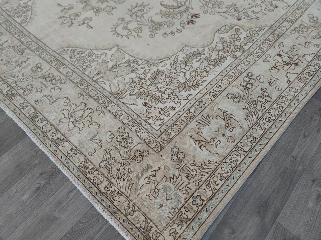 Turkish Vintage Neutral Rug 10x12, Hand Knotted Rug, Large Area Rug ...