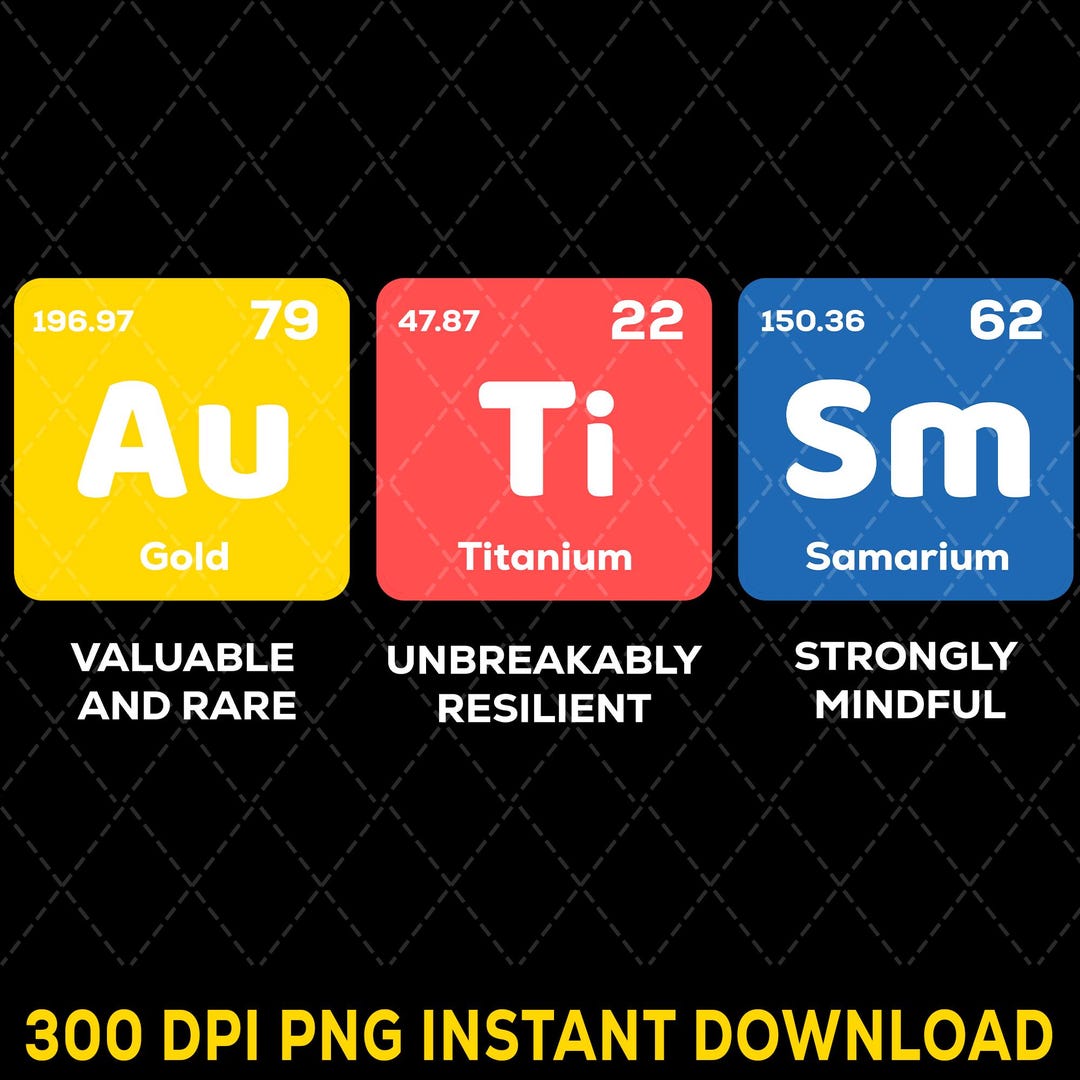 Autism Awareness Kids Elements Periodic Table Autism , Autism Mama PNG ...