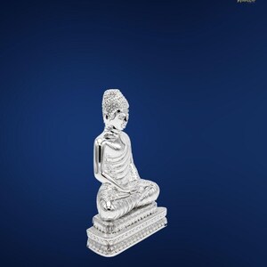 Hand-carved Silver-plated Buddha Statue: Resin Spiritual Decor - Etsy