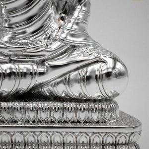 Hand-carved Silver-plated Buddha Statue: Resin Spiritual Decor - Etsy