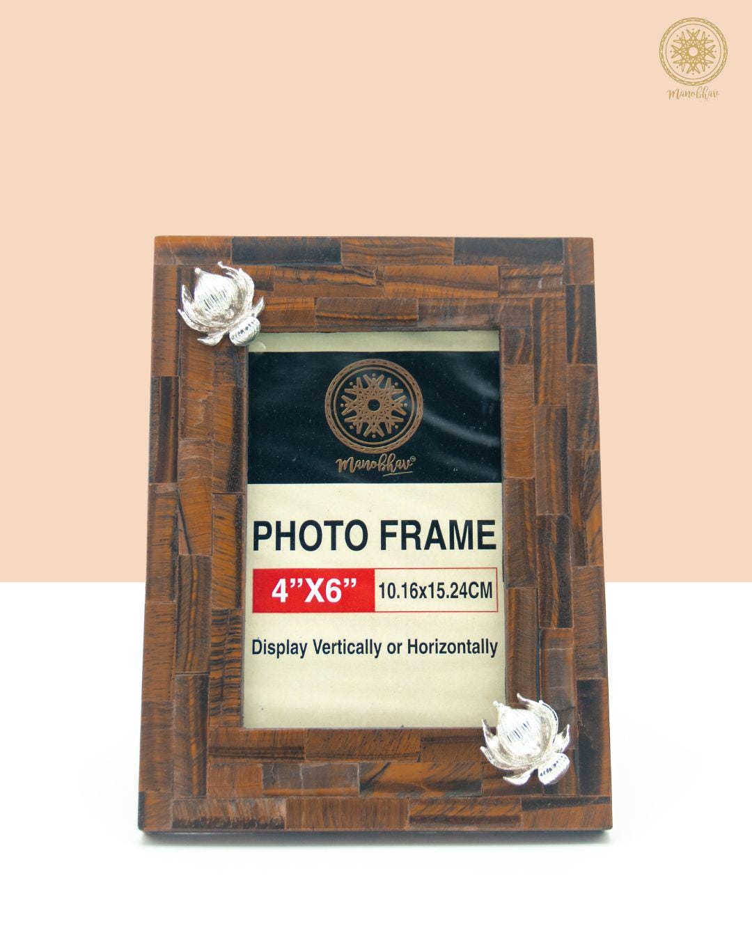 Natural Tiger Eye Photo Frame Stand | Embellished With Silver Lotus - Etsy