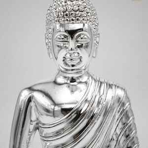 Hand-carved Silver-plated Buddha Statue: Resin Spiritual Decor - Etsy