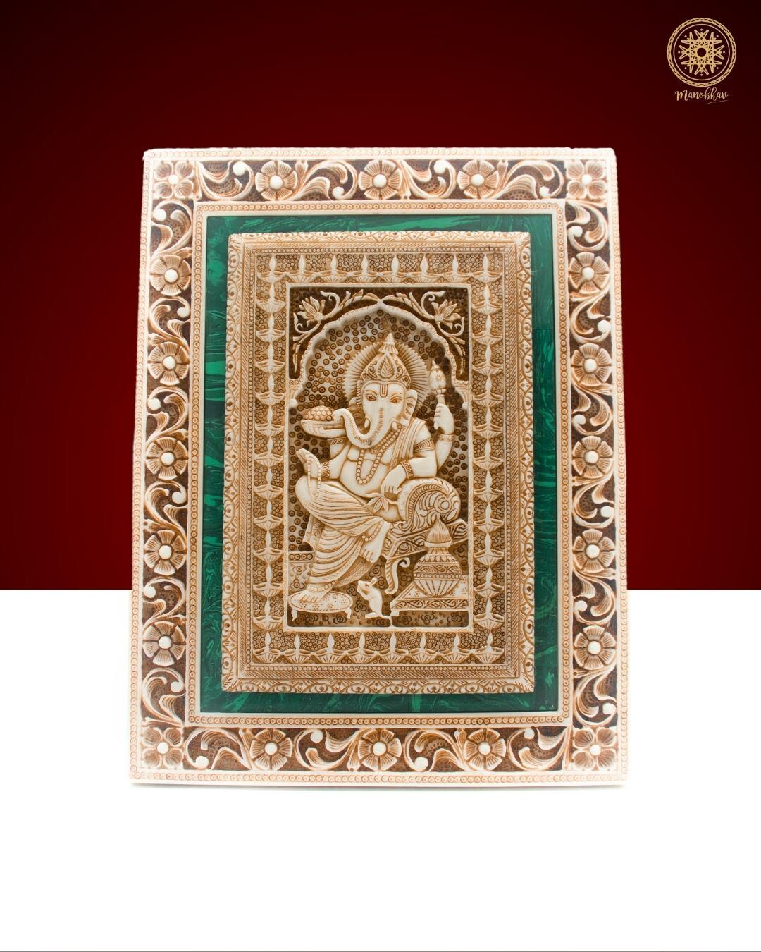 Handcrafted Lord Ganesha Wall Hanging: Silver, Malachite & Lapis Lazuli ...