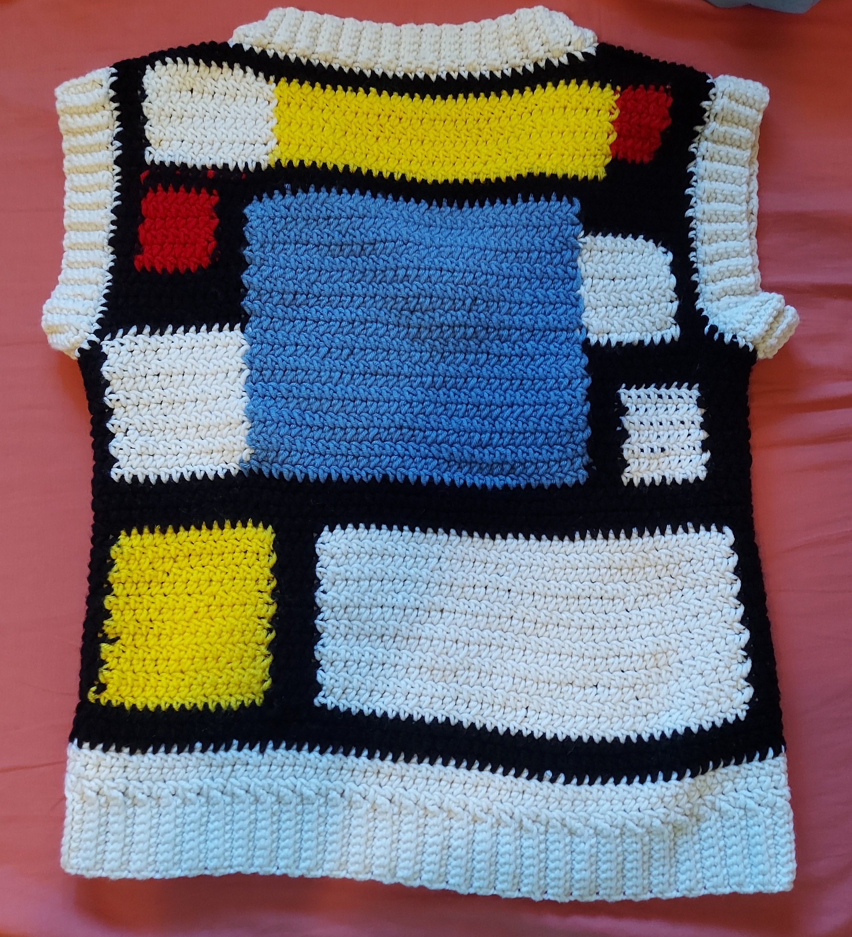 Piet Mondrian Inspired Crochet Sweatervest Size L - Etsy