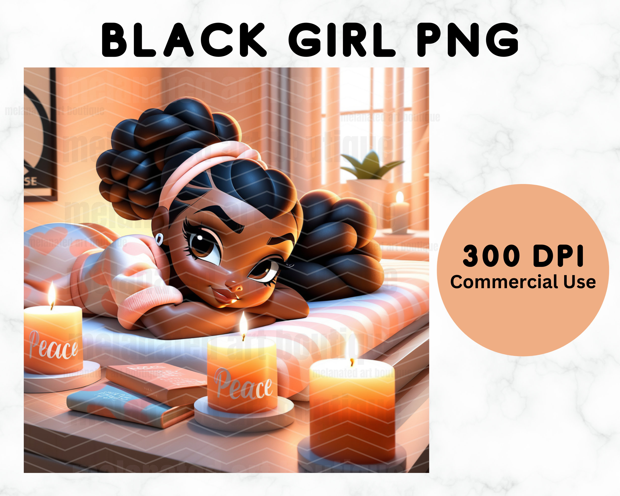 Black Girl Self Care Clip Art, Black Girl Peace PNG, African American ...