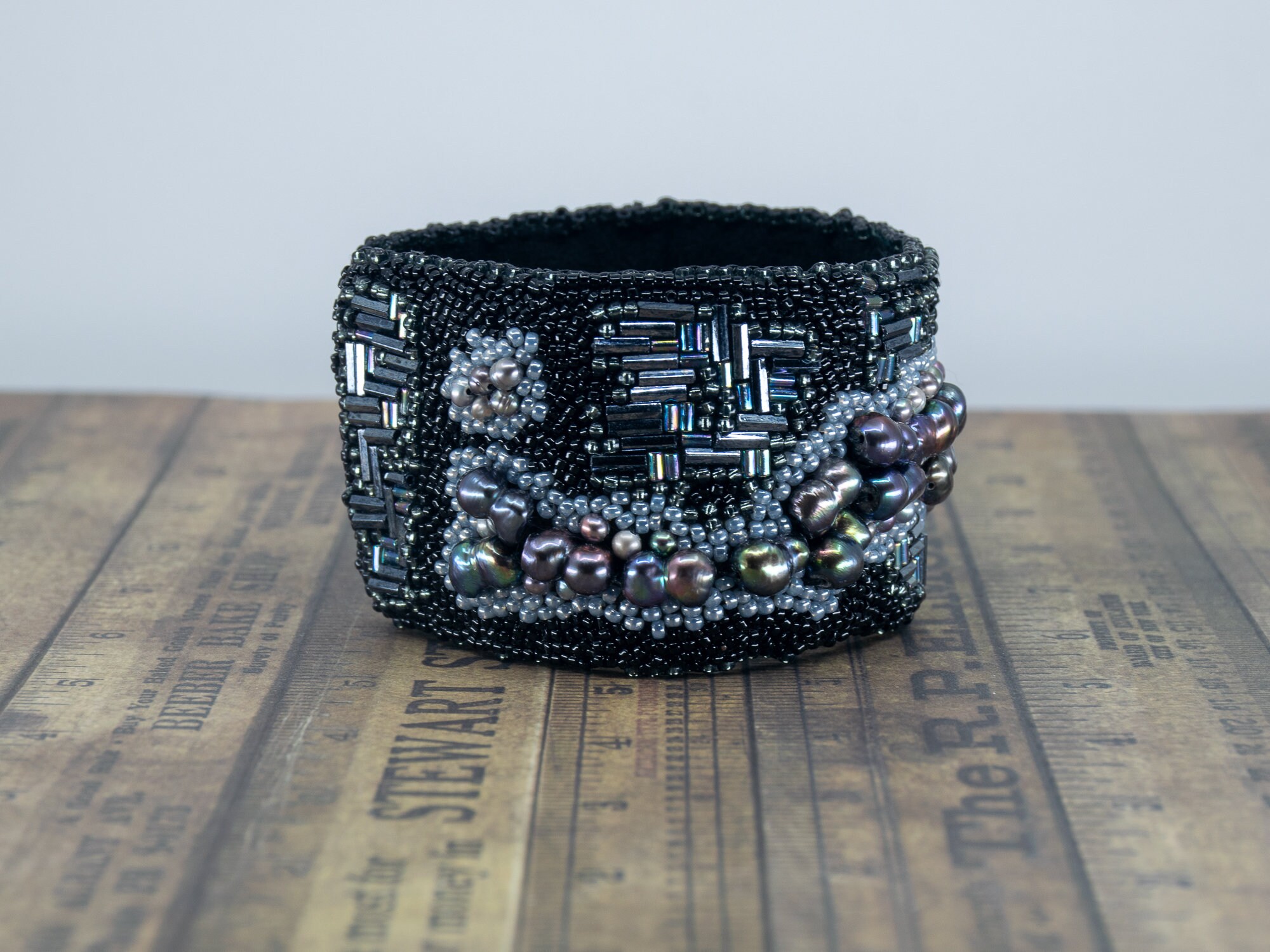 Bead Embroidered Cuff With Pearls - Etsy