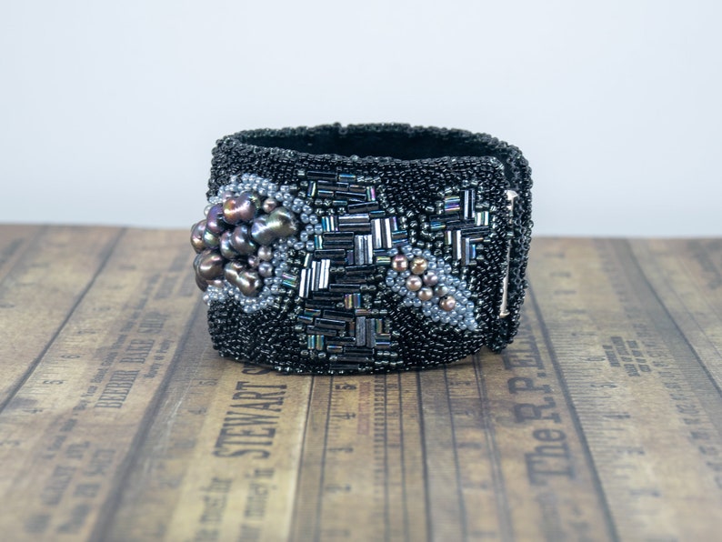 Bead Embroidered Cuff With Pearls - Etsy