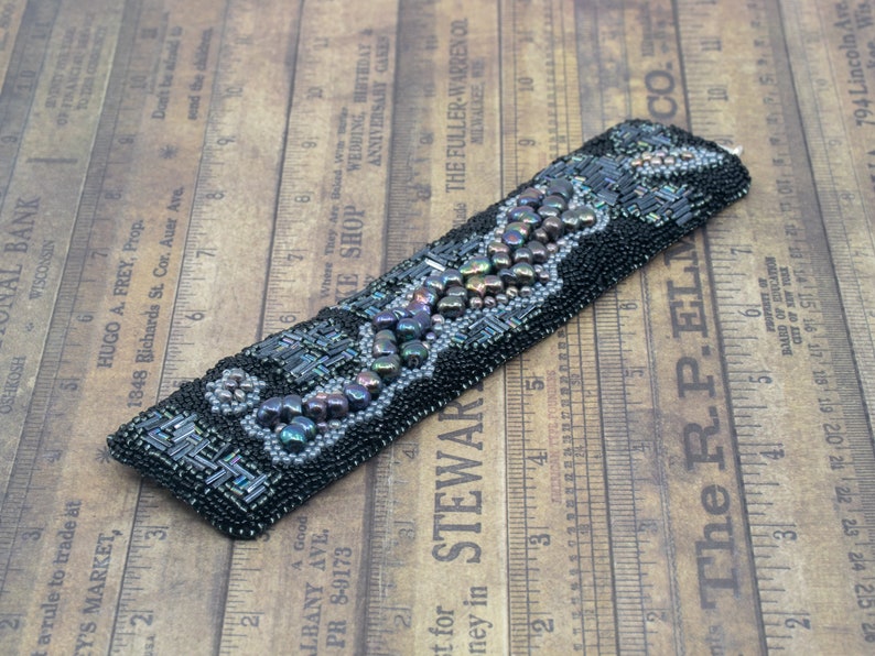 Bead Embroidered Cuff With Pearls - Etsy