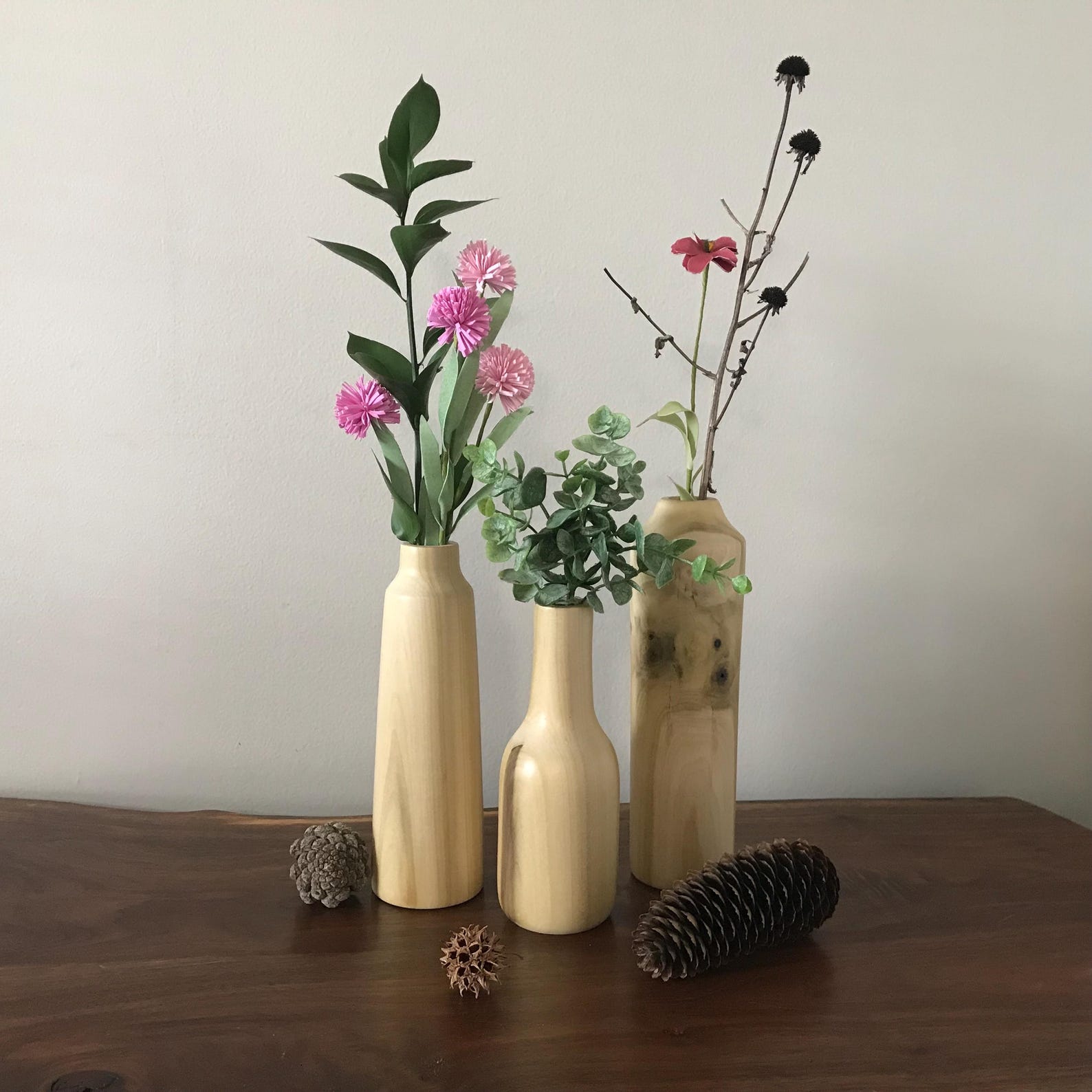 Wooden Vase (set of 3) - Etsy