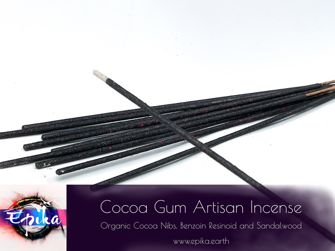 Cocoa Gum Incense Sticks Artisan Blend With Organic Cocoa Nibs, Benzoin ...