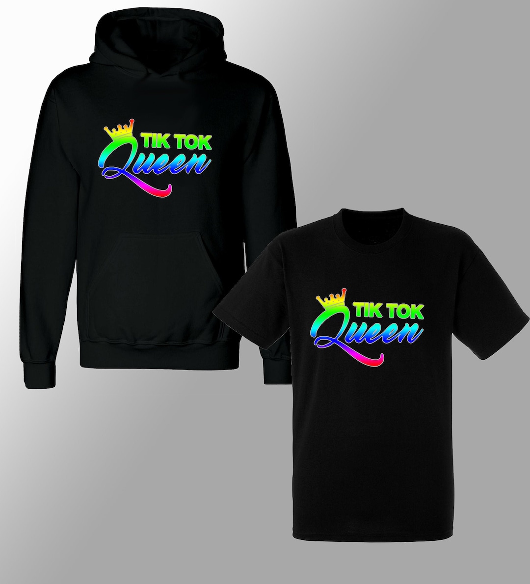 Rainbow Kids TIK TOK QUEEN Hoodie,multi Coloured Girls Tik Tok T Shirt ...