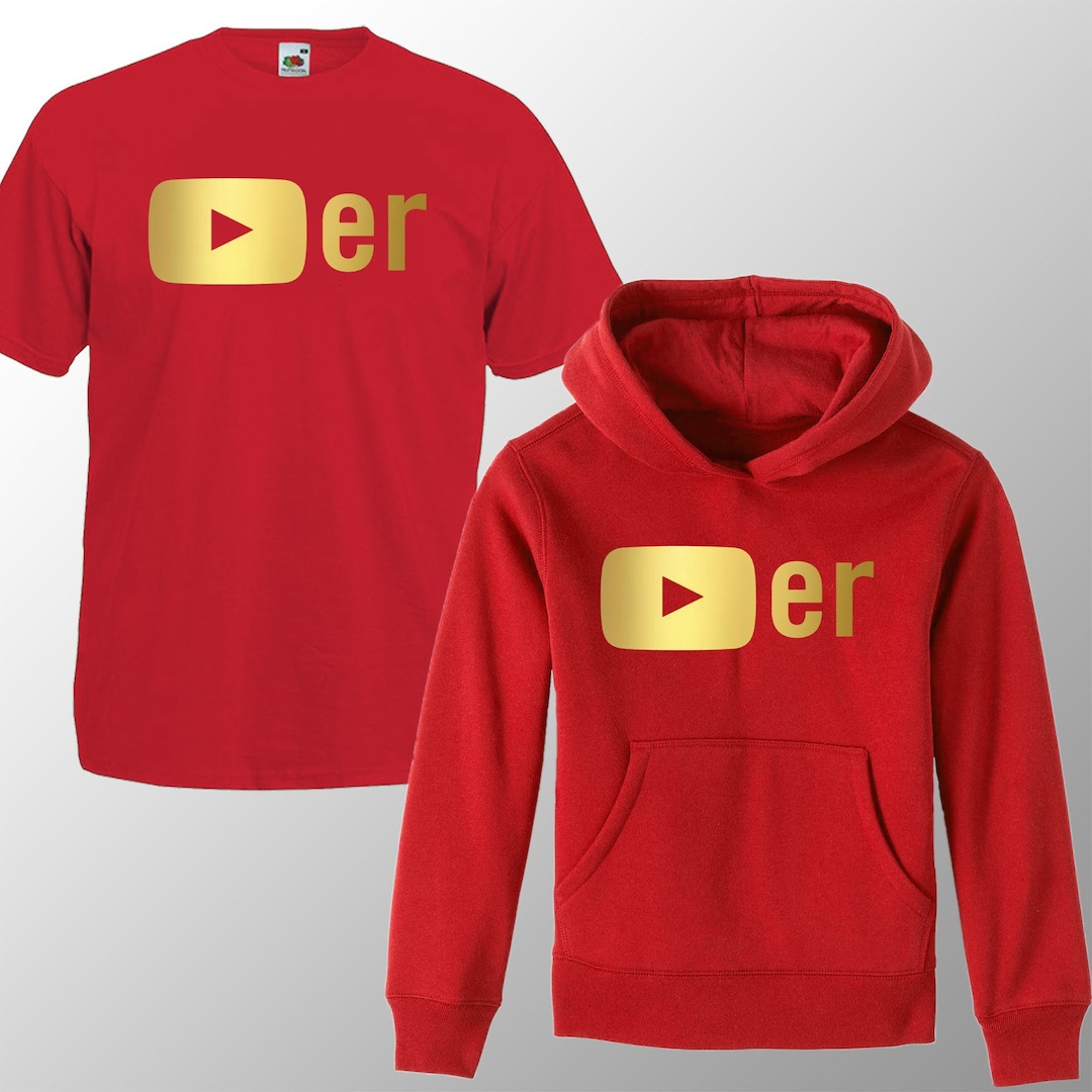 Kids Red & Gold Youtube Hoodie /T Shirt Youtuber Merch Jumper ...