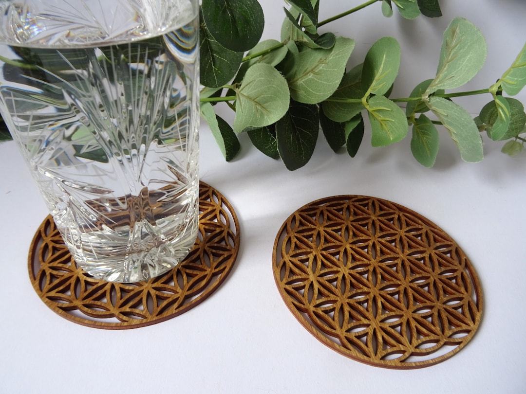 Flower of Life Coaster Glass Coaster Wooden Wedding Gift - Etsy