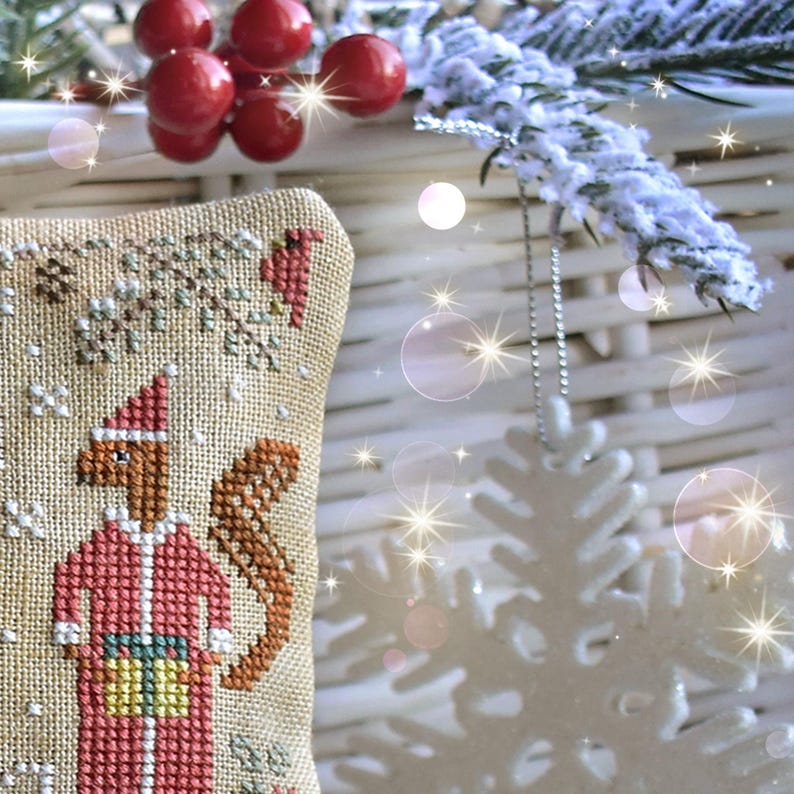 Christmas Squirrels Primitive Cross Stitch Pattern PDF / Winter ...