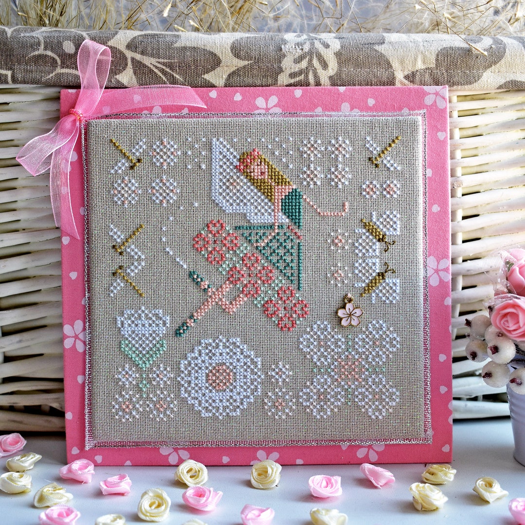 Spring Flower Fairy Cross Stitch Pattern PDF Primitive Butterfly Nature ...