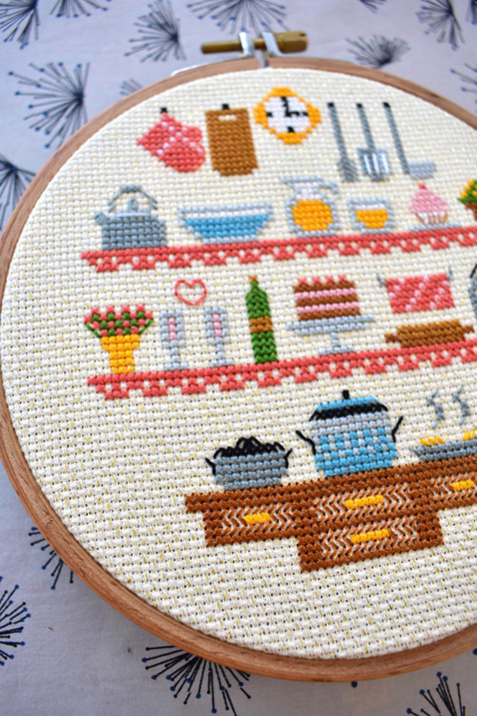 Cute Kitchen Cross Stitch Pattern PDF / Food Tea Bake Floral - Etsy