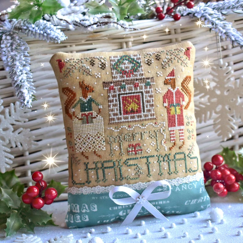 Christmas Squirrels Primitive Cross Stitch Pattern PDF / Winter ...