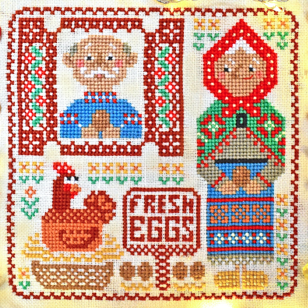Easter Cross Stitch Pattern PDF Farm Fresh Eggs Primitive Sampler ...